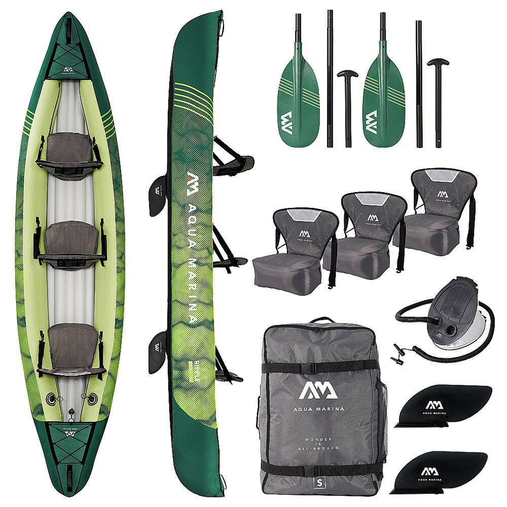 Canoë Gonflable 3 Places Aquamarina Ripple 370 2-3 Personnes Kayak 12.